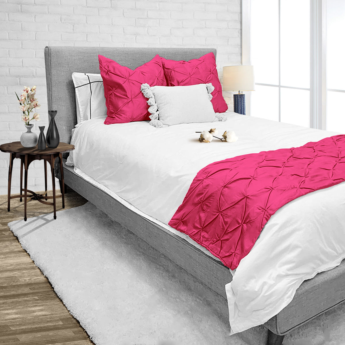 Hot Pink Pinch Bed Runner | Comfort Beddings