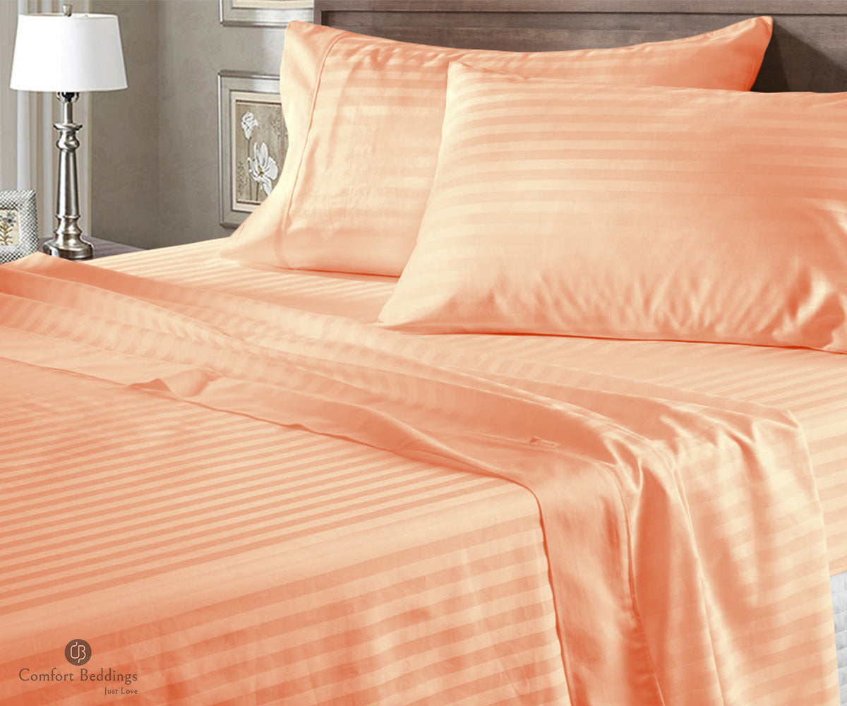 Peach Stripe Bed Sheets | Comfort Beddings